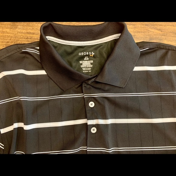 George Golf | Shirts | George Golf Mens Blackwhite Polo Shirt L | Poshmark